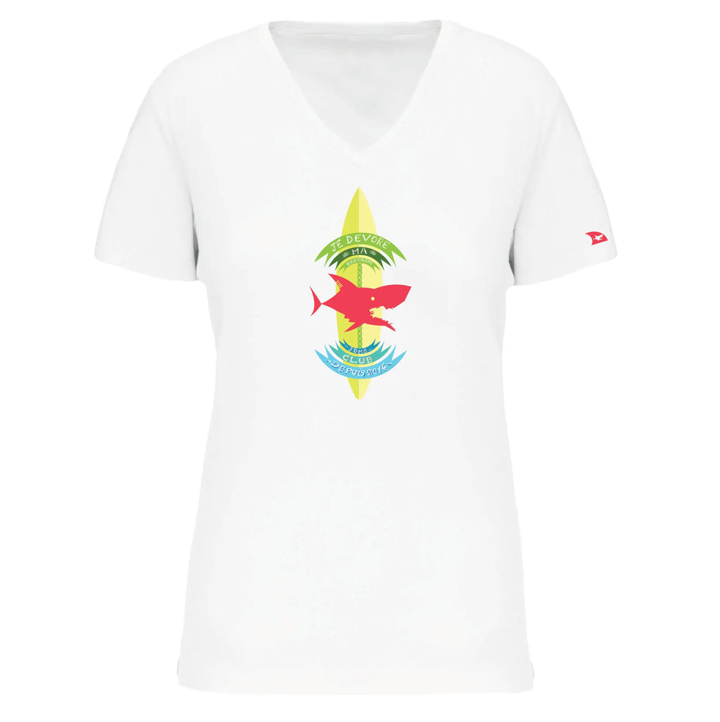 T-shirt femme blanc surf club Je devore ma Bretagne – Je dévore ma Bretagne